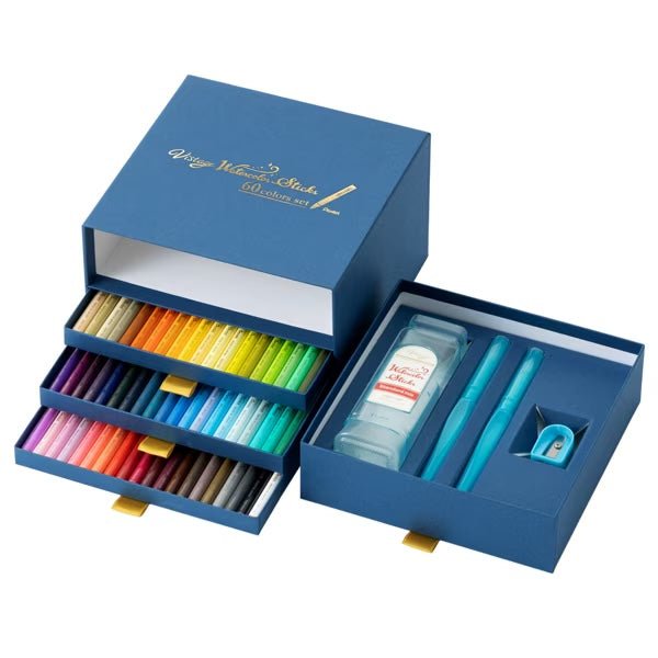 [Limited] Vistage Special Box Watercolor Sticks 60 Color Set with Brus ...