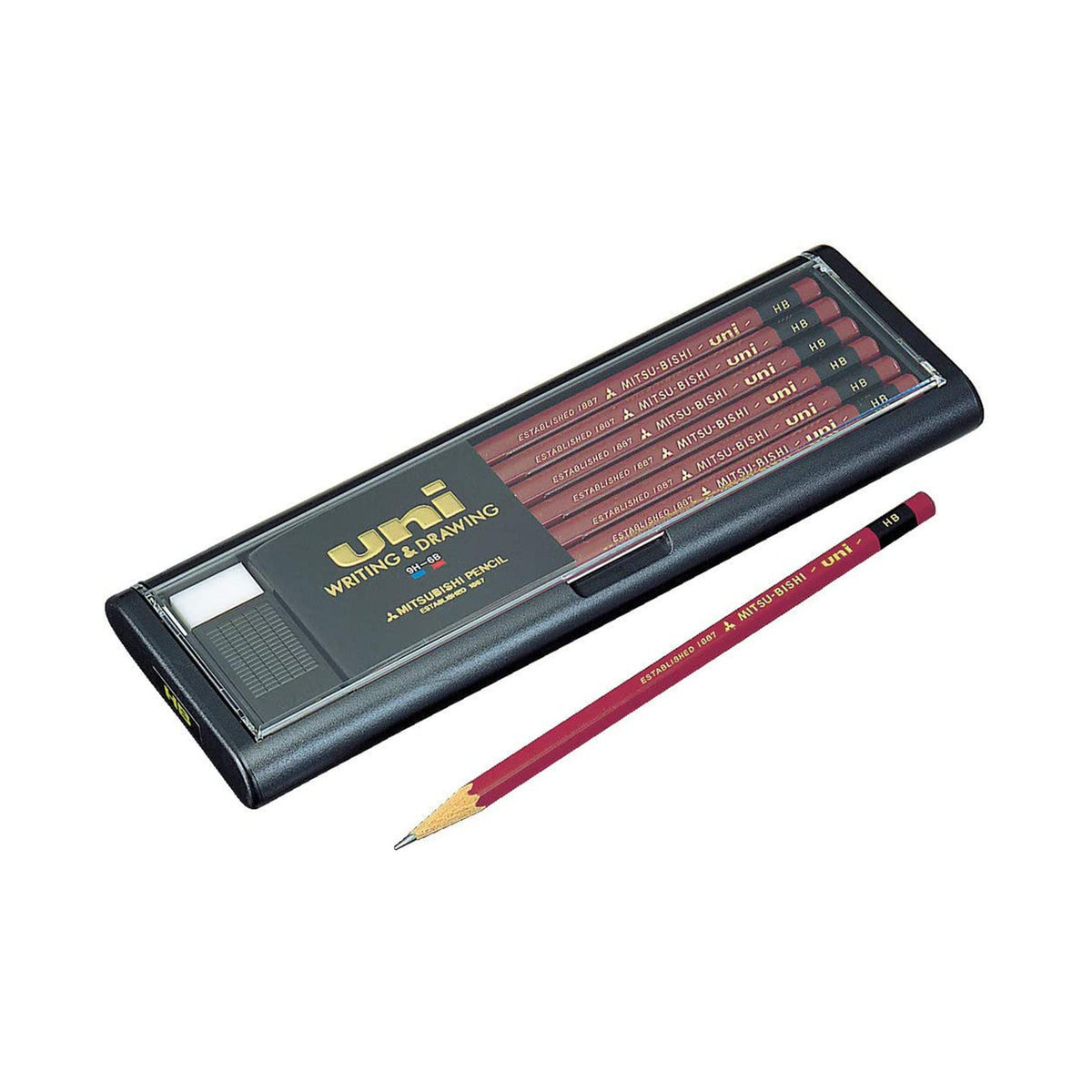 uni Wooden Pencils 1 Dozen Pack + Eraser / uni Mitsubishi Pencil – bungu